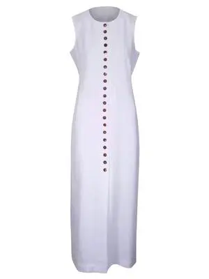 Lafayette 148 New York Sleeveless Button-up Maxi Dress - White