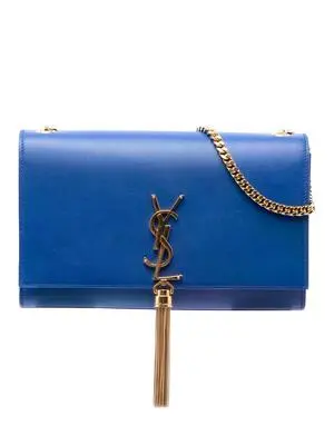 Saint Laurent Medium Smooth Calfskin Monogram Kate Tassel Crossbody Bag - Blue