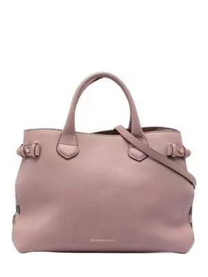 Burberry Medium Calfskin And House Check Banner Satchel - Pink