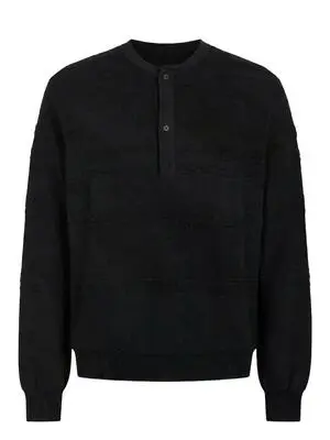 Emporio Armani Cable-knit Henley Sweater - Black