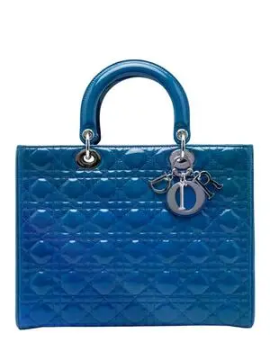 Dior Patent Cannage Lady Satchel - Blue
