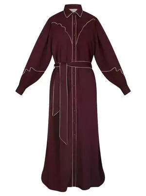 Carolina K Maxi Dress With Contrasting Trim - Red