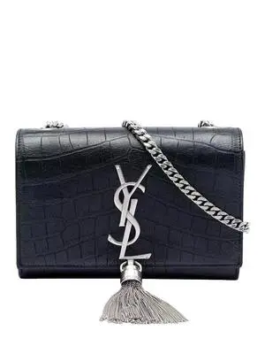 Saint Laurent Small Embossed Kate Tassel Crossbody Bag - Black