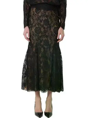 SELF-PORTRAIT Lace Mermaid Midi Skirt - Black
