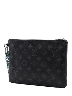 LOUIS VUITTON Monogram Eclipse Flash Fragment Ipad Case Clutch - Black