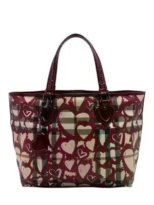 Burberry House Check Coated Canvas Gracie Tote Bag - Red