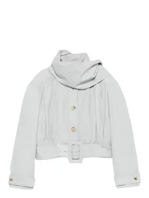 Chloé Buttoned Belted Cropped Jacket - Grey