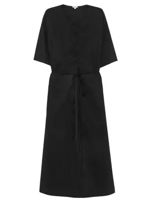 Aspesi Belted Short-sleeve Midi Shirt Dress - Black