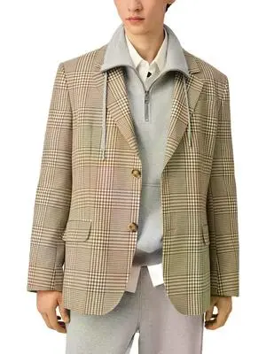 AMI Paris Wool Prince Of Wales Straight Jacket - Neutrals