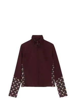 MARINE SERRE Paneled High Neck Long Sleeve Top - Red