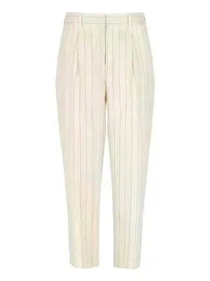 PT TORINO Pinstripe Pleated Trousers - Neutrals