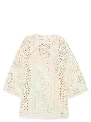 Zimmermann Indra Embroidered Mini Dress - Tea