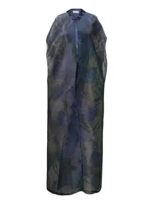 GEMY MAALOUF Abstract Print Pleated Kaftan - Grey