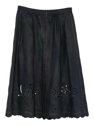 Vita Kin Balthazar Broderie-anglaise Midi Skirt - Blue