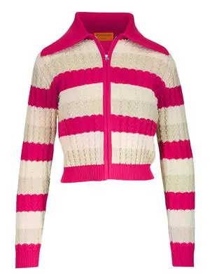 Guest In Residence Kirby Striped Zip-up Cardigan - Red