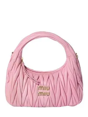 Miu Miu Miu Miu Wander Matelassé Nappa Leather Shoulder Bag Pink