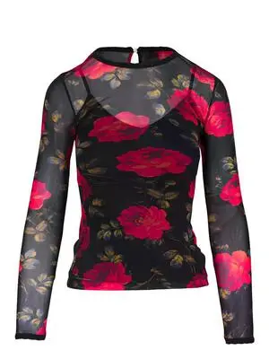 Carolina Herrera Floral Print Blouse - Black