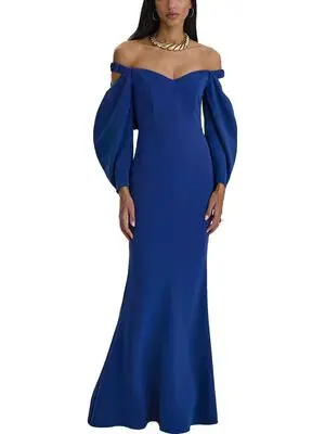 MOOS STUDIO Muse Off-shoulder Gown - Blue