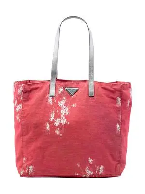 Prada Floral Printed Canvas Tote Bag - Pink