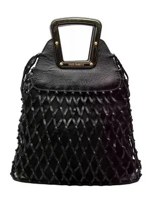 Dolce & Gabbana Woven Leather Net Handle Bag - Black
