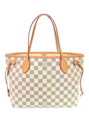 LOUIS VUITTON Damier Azur Neverfull Pm Tote Bag - White