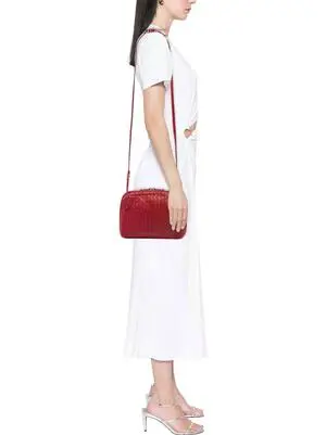Bottega Veneta Bottega Veneta Nappa Intrecciato Nodini Crossbody Bag Red
