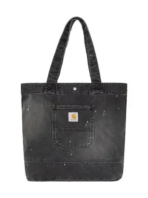 Carhartt Work In Progress Denim Tote Bag With Paint Splatter Detail - Black