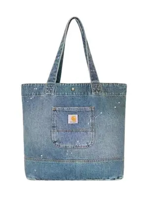 Carhartt Work In Progress Denim Tote Bag With Paint Splatter Detail - Blue