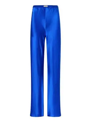 Comme Si Silk Charmeuse Wide-leg Pants - Blue