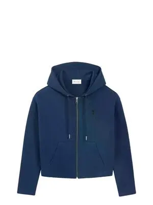 AMI Paris Cotton De Coeur Zipped Hoodie - Blue