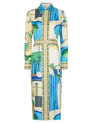 Tory Burch Printed Silk Midi Shirt Dress - Multicoloured