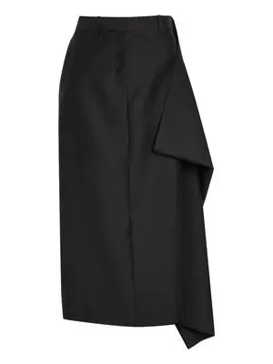 HEIRLOME Augusta Draped Wool And Silk-blend Midi Skirt - Black