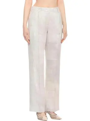LARDINI Prince Of Wales Linen Trousers - Neutrals