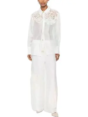 Aje Embroidered Lace Shirt - Neutrals