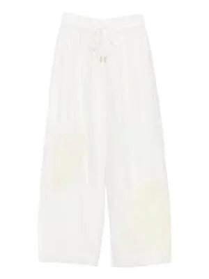 Aje Gia Embroidered Wide Leg Trousers - Neutrals