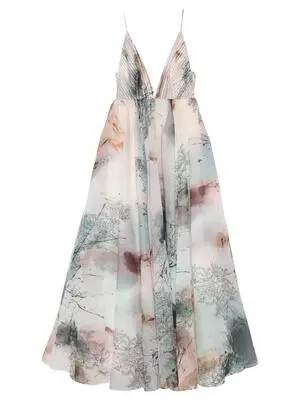 Aje Avery Abstract Print Gown - Grey