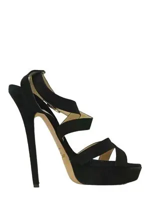 JIMMY CHOO Louise Crisscross Platform Sandals - Black