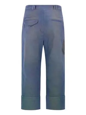 NAMACHEKO Leather-patch Turn-up Trousers - Blue