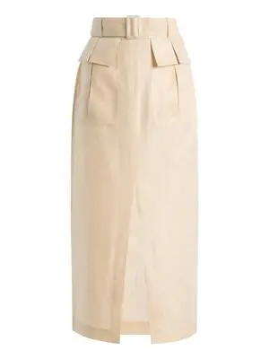 Matthew Bruch Linen Midi Cargo Skirt - Ivory