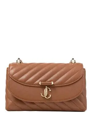 JIMMY CHOO Curve Small Biker Leather Quilted Cross-body Bag - Beige