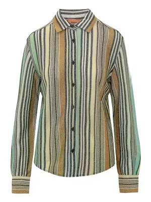 Missoni Striped Metallic Thread Shirt - Blue