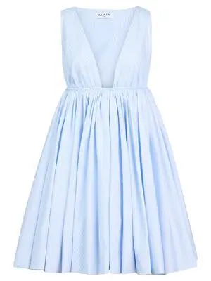 Alaïa Striped Cotton Skater Mini Dress - Blue