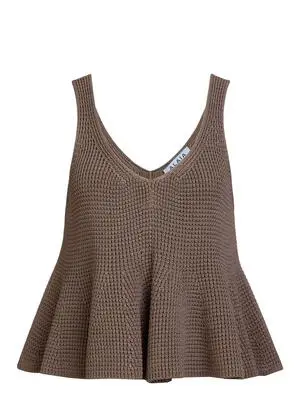 Alaïa Knit Peplum Top - Grey