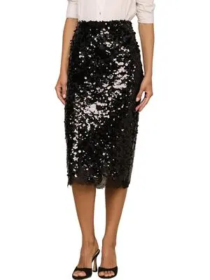 L'Agence Makena Sequin Pencil Skirt - Black