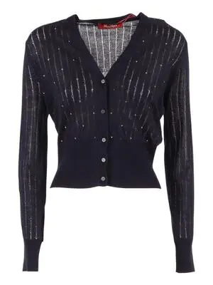 Max Mara Sequin Embellished V-neck Cardigan - Black