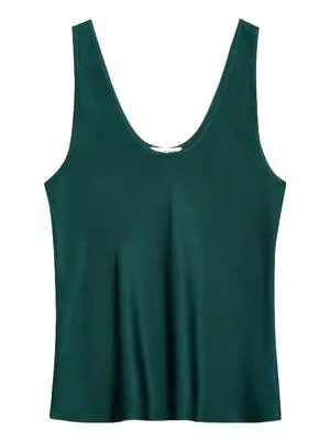 ANINE BING Sleeveless Low-cut Neckline Tank - Dark Blue Green