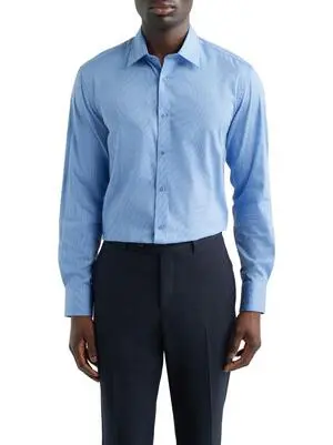 DANIEL HECHTER Paris Modern Fit Micropattern Cotton Dress Shirt - Blue