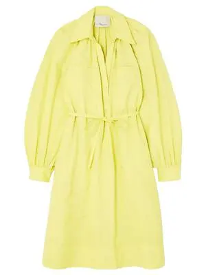 3.1 Phillip Lim Belted Cotton-poplin Midi Shirt Dress - Yellow