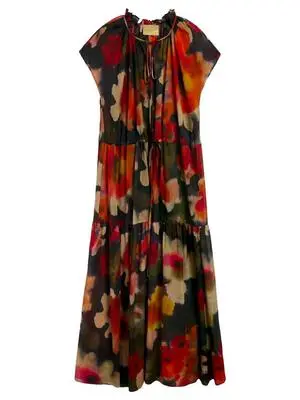 Momoni Otero Tie Printed Maxi Dress - Red