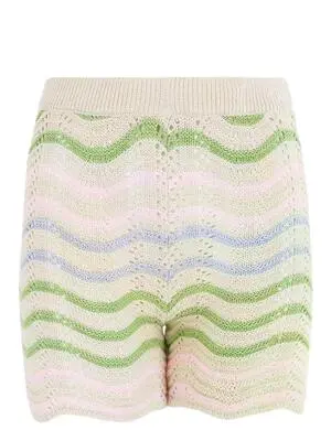 Agua Bendita Caloryn Wave-knit Pointelle Shorts - Multicolour